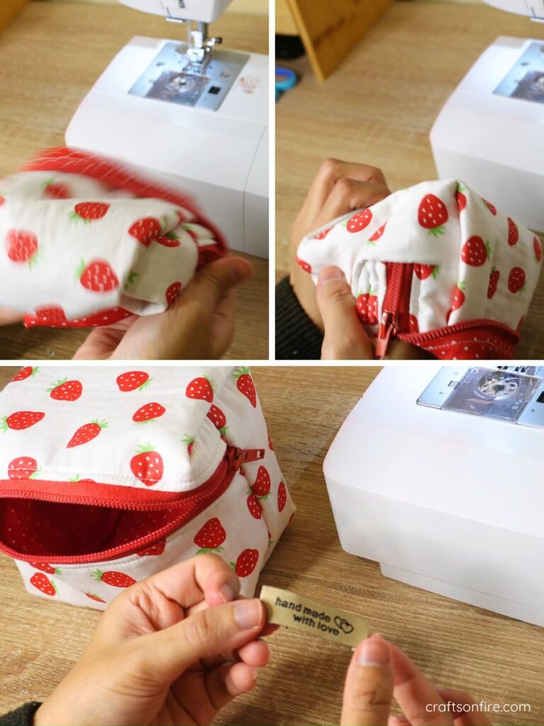 Strawberry Zipper Pouch: Step-By-Step Sewing Guide - Craftsonfire