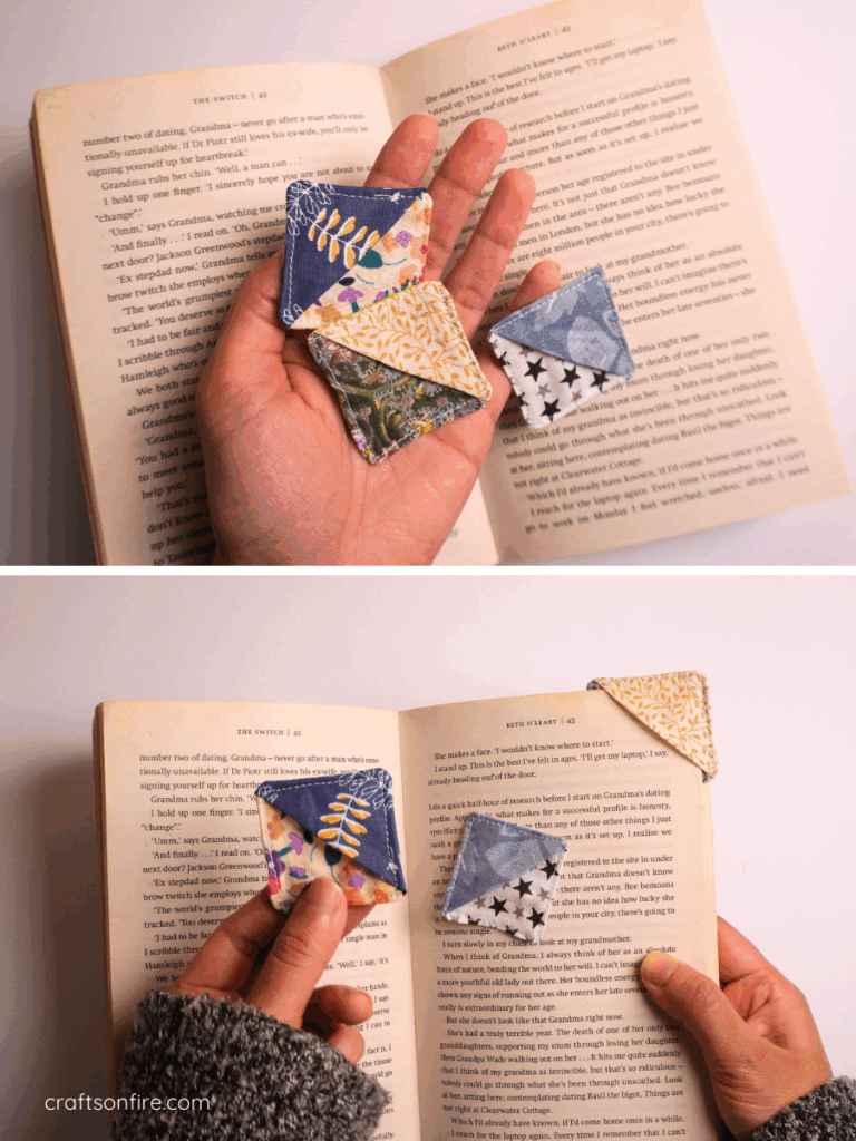 How To Sew A Mini Corner Bookmark - Craftsonfire